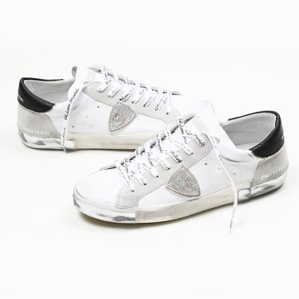 [ブランド]PHILIPPE MODEL PARIS フィリップモデル[品番]PRLU MA02 モデル メンズ[カラー]ホワイト グレー ※USED加工(汚れ加工)が施されております。[生産国]ITALY[付属品]布袋　BOX(輸送時の凹...