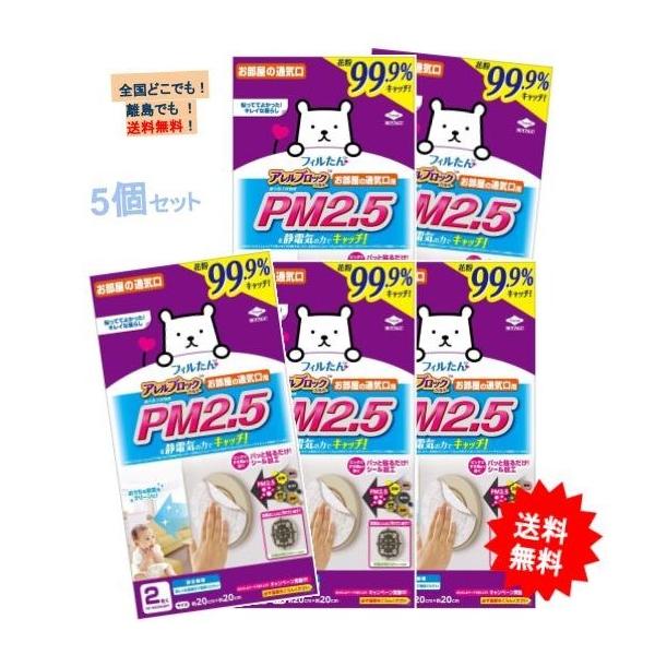 【お届け商品】　フィルたん アレルブロックフィルター　PM2.5対応 お部屋の通気口用 (2枚入) × 5個JAN：4901987254027【商品詳細】●アレルブロックフィルター　PM2.5対応●お部屋の通気口にホコリがたまるのを防ぐフィ...