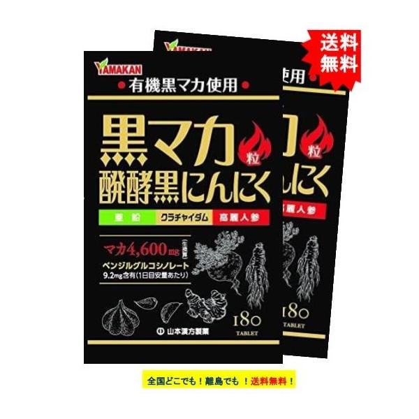 【お届け商品】山本漢方製薬 黒マカ粒 醗酵黒にんにく 180粒 × 2個JAN：4979654027854【商品紹介】南米ペルーアンデス高原で育つ力強い生命力の黒マカに、醗酵黒にんにく、亜鉛などをプラス。毎日の活力をサポートします。【内容量...