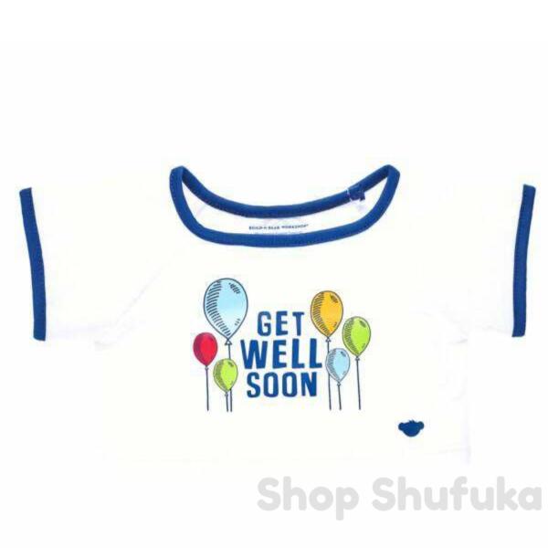☆ビルドアベアのGのet Well Soonぬいぐるみ用半袖Tシャツです。☆”快気祝いGet Well Soon (早く良くなってね)”のメッセージ入りですのでぬいぐるみに着せてお見舞い、快気祝いなどの贈り物にも使えるTシャツです☆☆新品正...