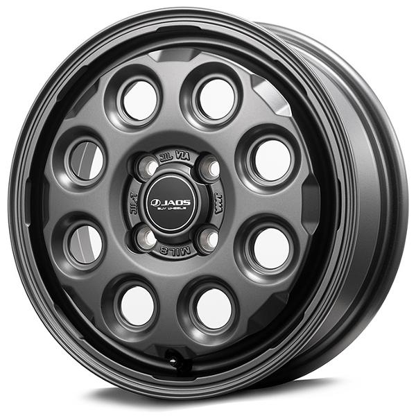 JAOS初のコンパクトカー用４Hホイール「JAOS ADAMAS MIL-8」を発売します。オフロードらしいサークルホールデザインにラギッド感を付け加えた新しいホイールです。どんなボディカラーにもマッチするマットガンメタリックと、汎用性の高...