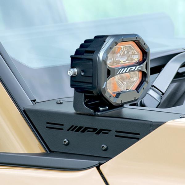 車両側無加工でIPF製2インチオフロード〓ランプ(S-631,S-632,S-990,S-880ML)をボンネット上端部へスマートに装着が可能※ランプ製品は付属しておりません。※本製品はIPF製S-631,S-632,S-880ML,S-9...