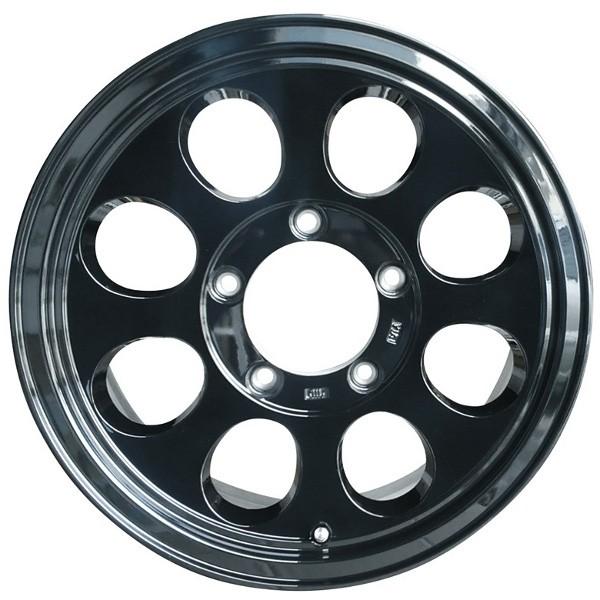 ●ホイールカラー：　グロスブラック●サイズ：　5.5Jx16●オフセット：　+22●ホール・PCD：　5H-139.7●規　格：　JWL適合品●付属品：　バルブ●対応車種：　JB23,JB64,JA11 ジムニー※リア側は純正キャップが装着...