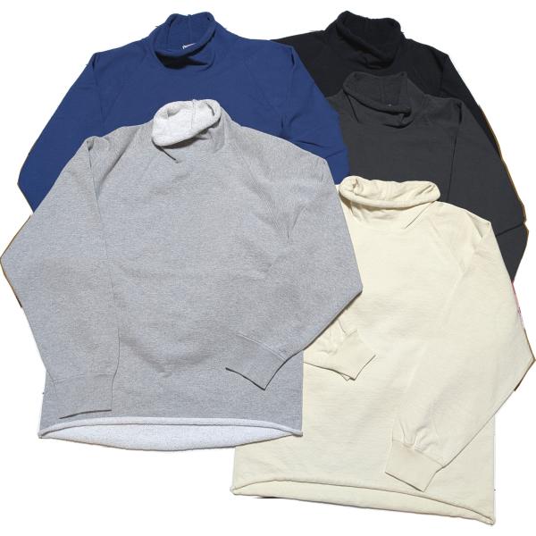 日本製。WALLA WALLA SPORT/ワラワラスポーツ 人気のスウエットシャツ。13オンスの米綿のスウェット生地を後染めしたロールネックスウェットです。 裾は切りっぱなしになり、リブがついていないのでチョウチンシルエットでなくL/S ...