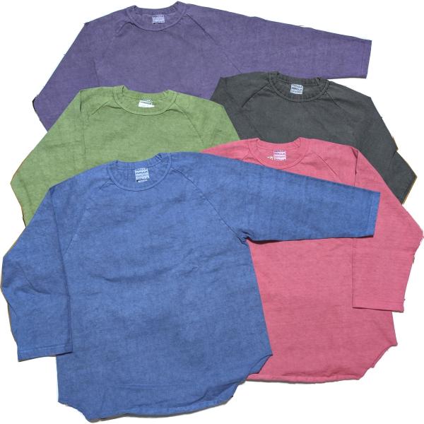 日本製。人気の7分袖ベースボールTシャツ。7分丈のベースボールTEE。9ozという厚めのジャージー素材を使用した7分袖ベースボールＴです。こちらにピグメントダイ（顔料染め）をしました。ざっくりとしたヘビーな生地なので着ていくうちにヴィンテー...