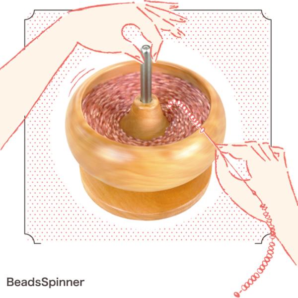 ■サイズ（約）…縦95×横95×高さ95mm（パッケージサイズ）■内容量…1個■素材…本体：木（プナ）、ステンレス鋼、針：ステンレス鋼■セット内容…ビーズスピナー本体　台座：縦／約85mm（軸含む）、横／直径約80mm、ボウル（回転部分）／...
