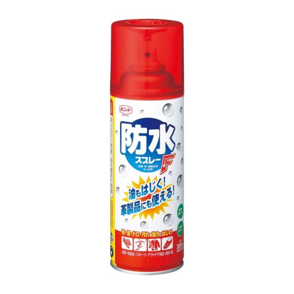 雨・雪・ドロ・汚れをはじく、衣類・布・革製品用のフッ素系防水スプレーです。【 サイズ（約） 】 6.6×6.6×高さ21.5cm【 内容量（約） 】 300ml（エアゾール缶）【 素材 】 フッ素系撥水剤／ノンフロン形【 発売元 】 コニシ...