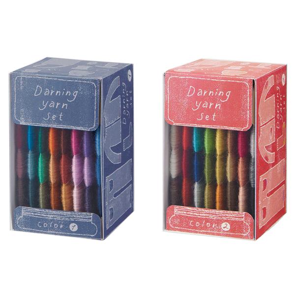 ■サイズ（約）…56×92×63mm（パッケージサイズ）■内容量…8巻セット（3色・各約16m）ルージュ、レイク、エメラルド、マンダリン、アース、ローズ、パープル、デニム■素材…ウール50％、アクリル50％■生産国…日本製ダーニングとは、ヨ...