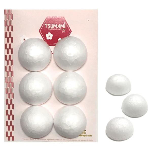 【 サイズ（約） 】 パッケージ … 15×9.5×厚み2cm、本体 … 直径3.3×高さ1.8cm【 入数 】 6個【 素材 】 発泡スチロール【 生産国 】 中国つまみ細工の35mm土台におすすめの半球スチロールです。スチロール半球をち...