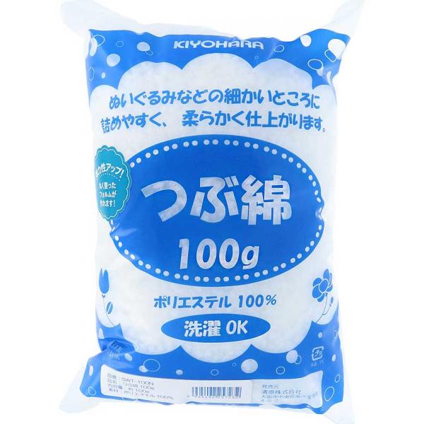 ■内容量…100g■素材…ポリエステル100％■生産国…日本製ぬいぐるみなどの細かいところに詰めやすく、柔らかく仕上げることができるつぶ綿です。※洗濯可。※1個から宅配扱いとなりますのでご了承ください。
