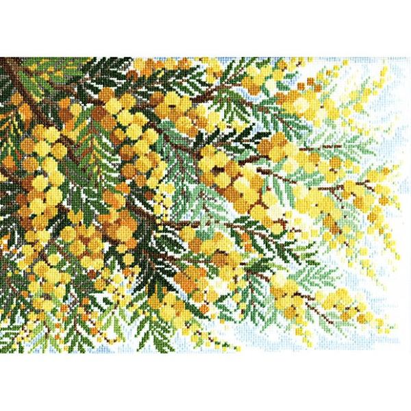 風に舞う華たちミモザの咲く丘【 サイズ(約) 】額外径：38.7×47.7ｃｍ、額内径：33.3×42.2ｃｍ、マット紙内径：23.4×32.5ｃｍ【 セット内容 】 刺しゅう糸、刺しゅう布（オリムパスNo.3800布アイーダ白）、刺しゅう...