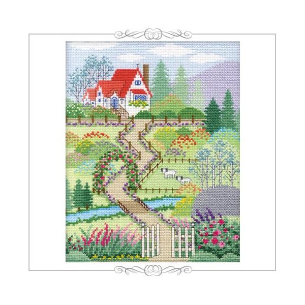 オリムパス　刺しゅうキット越智通子 Ｍｅｍｏｒｙ ｏｆ ｓｅａｓｏｎｓ花園の家【　メーカー　】　オリムパス【　サイズ（約）　】　額外径：３２×２５．９ｃｍ　額内径２９．５×２３．４ｃｍ【　キット内容　】　２５番刺しゅう糸（綿１００％）、シャ...