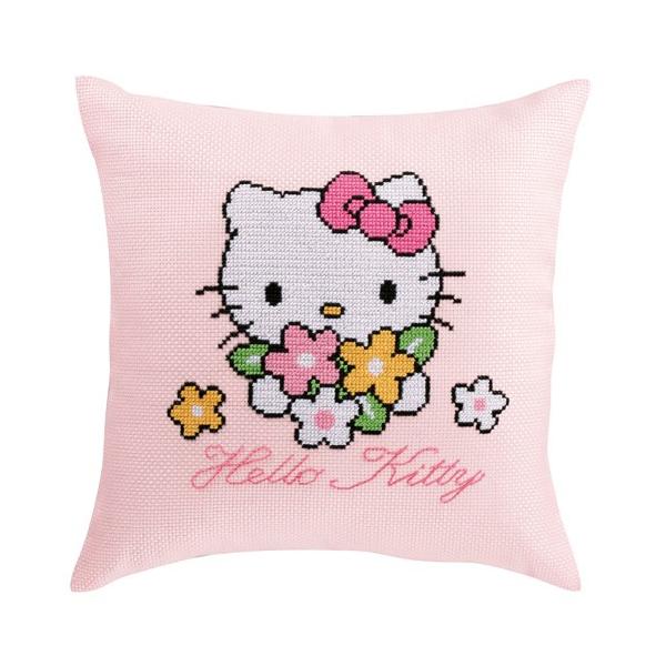 オリムパス　刺しゅうキットサンリオ　キャラクターシリーズクッションハローキティ　ブーケ【 サイズ(約) 】 40×40ｃｍ【 セット内容 】 25番ししゅう糸、No.3000布 ジャバクロス中目(ピンク)、クロス針、カラー図案付説明書【 打...