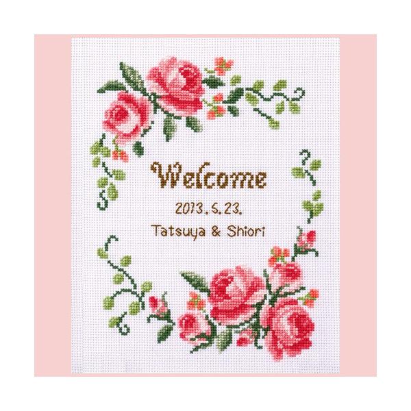 オリムパス　刺しゅうキットローズ　ウエルカムボードグレイスフルローズ【 サイズ(約) 】 額外径32×25.9ｃｍ 額内径29.5×23.4ｃｍ【 セット内容 】 25番刺しゅう糸（綿100％）、シャイニーリフレクターラメししゅう糸(743...