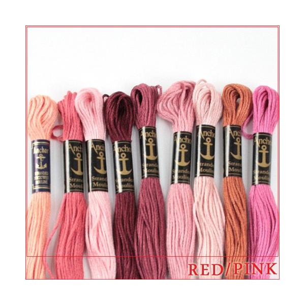 刺しゅう糸　Anchor25番 レッド・ピンク系 2【 サイズ(約) 】 長さ：8ｍ【 材質 】 綿100％【 太さ 】25番 【 発売元 】 Anchor イギリスの老舗メーカー「Anchor」の25番刺しゅう糸です。細糸6本がゆるく撚り...