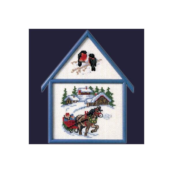 O.O.E.　刺しゅうキットChristmas sleigh wagon【 サイズ(約) 】 11×16cm【 布の種類 】 アイーダ【 布地のカウント数 】17【 布地の色 】 白【 セット内容 】 17ct アイーダ布（白）、糸、針、説...