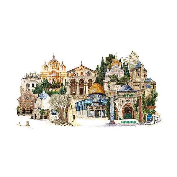 ★送料無料★Thea GOUVERNEUR　刺しゅうキットjerusalem（エルサレム）White Aida【 サイズ(約) 】 79×50ｃｍ【 布の種類 】 アイーダ【 布地のカウント数 】 18【 布地の色 】 白【 セット内容 】...