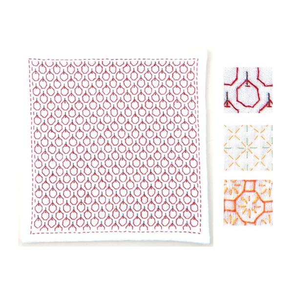 Sashiko Handkerchief 「iine」　刺し子 ハンカチーフ イーネ人気の刺し子柄のハンカチを作りませんか。抗菌・防臭 3重ガーゼの贅沢仕様の布を使って、刺し子ハンカチが作れるキットです。布には、あらかじめ水で消える図案が印...