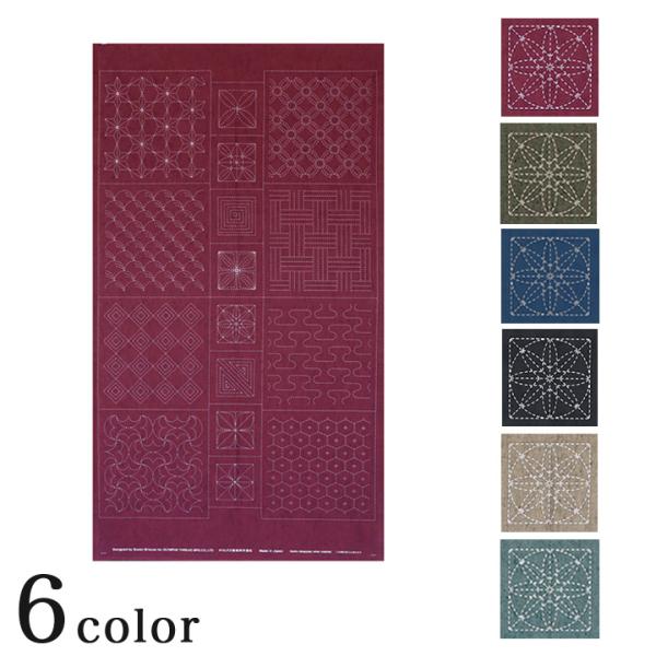 Olympus Sashiko Tsumugi 刺し子紬カットクロス【サイズ(約) 】1枚 108×61cm、プリント巾 96cm30×19.5×1.5cm（パッケージサイズ）フック含まず【 布の種類 】綿100％【 加工 】洗うと消える図...