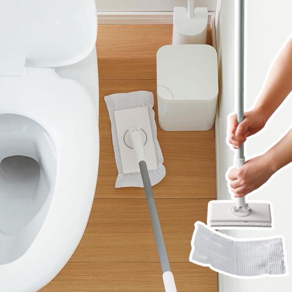 ■サイズ…16×8×70cm■原産国…中国■材質…本体：ポリプロピレン、ABS樹脂、ポリエチレンポール：スチール■セット内容…本体1、ポール2■詳細…ピンセット付きシートに触らずトイレの床や壁の掃除ができます。前後左右にポールが倒れるので狭...