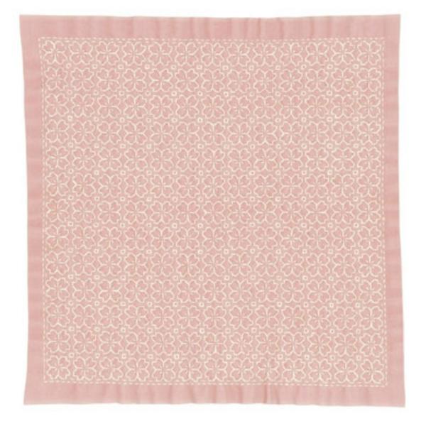 一目刺しの花ふきん「一目刺し」とは、刺し子技法のひとつ。一定の針目で縦、横、斜めと同じ方向を順に刺していく技法です。★水で消える図案入り★【初級者向】●出来上がりサイズ約縦33ｃｍ×横33ｃｍ●キット内容晒木綿渋ピンク(綿100％)、刺し子...