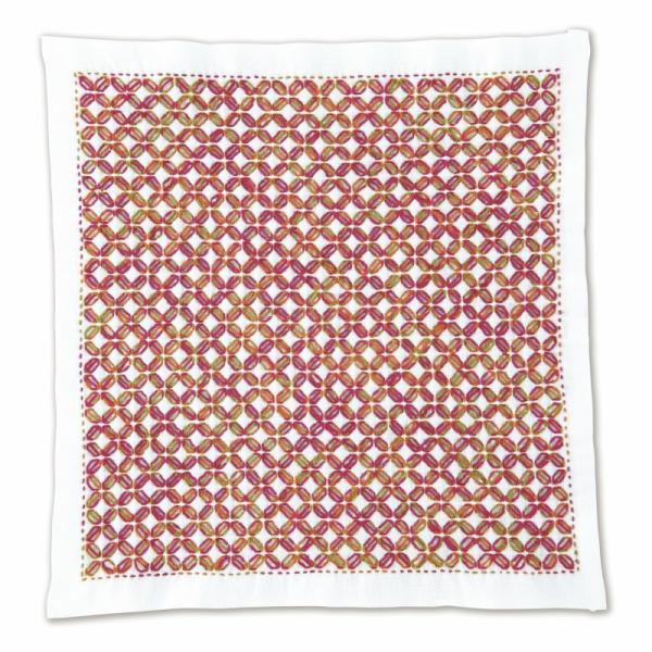 一目刺しの花ふきん「一目刺し」とは、刺し子技法のひとつ。一定の針目で縦、横、斜めと同じ方向を順に刺していく技法です。★水で消える図案入り★【初級者向】●出来上がりサイズ約縦34ｃｍ×横34ｃｍ●キット内容晒木綿(綿100％)、刺し子糸、刺し...