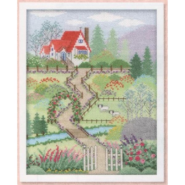 クロスステッチを使用した刺繍、クロスステッチキットです。〜越智通子アート・フレーム〜メモリーオブシーズンズ●上級者向き●キット内容　・25番ししゅう糸(綿100％)　・シャイニーリフレクターラメししゅう糸(キュプラ63％、ポリエステル37％...