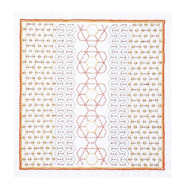 ラ・ブケティエル刺し子の花ふきん★水で消える図案入り★【初〜中級者向】●出来上がりサイズ約縦34ｃｍ×横34ｃｍ●キット内容晒木綿(綿100％)、刺し子糸、刺し子針、作り方説明書●用意するもの縫い糸、縫い針、はさみ、アイロン、定規●発送この...