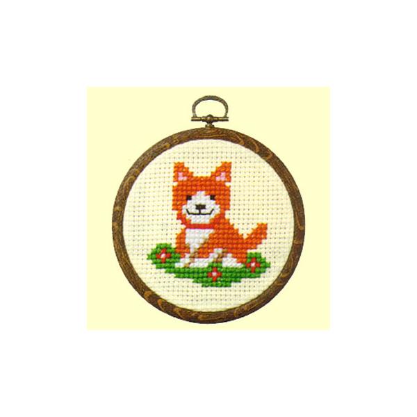 オリムパス　クロスステッチ 刺繍キット(刺しゅうキット）【イヌとてんとう虫】おしゃれフープ付きサイズ：額内形10.5ｃｍキット内容：布Ｎｏ3000(ジャバクロス中目・綿100％）刺しゅう糸(オリムパス25番)・クロス針おしゃれフープ（Ｐ-1...