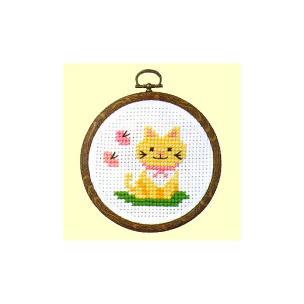 オリムパス　クロスステッチ 刺繍キット(刺しゅうキット）【イヌとてんとう虫】おしゃれフープ付きサイズ：額内形10.5ｃｍキット内容：布Ｎｏ3000(ジャバクロス中目・綿100％）刺しゅう糸(オリムパス25番)・クロス針おしゃれフープ（Ｐ-1...
