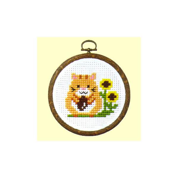 オリムパス　クロスステッチ 刺繍キット(刺しゅうキット）【イヌとてんとう虫】おしゃれフープ付きサイズ：額内形10.5ｃｍキット内容：布Ｎｏ3000(ジャバクロス中目・綿100％）刺しゅう糸(オリムパス25番)・クロス針おしゃれフープ（Ｐ-1...