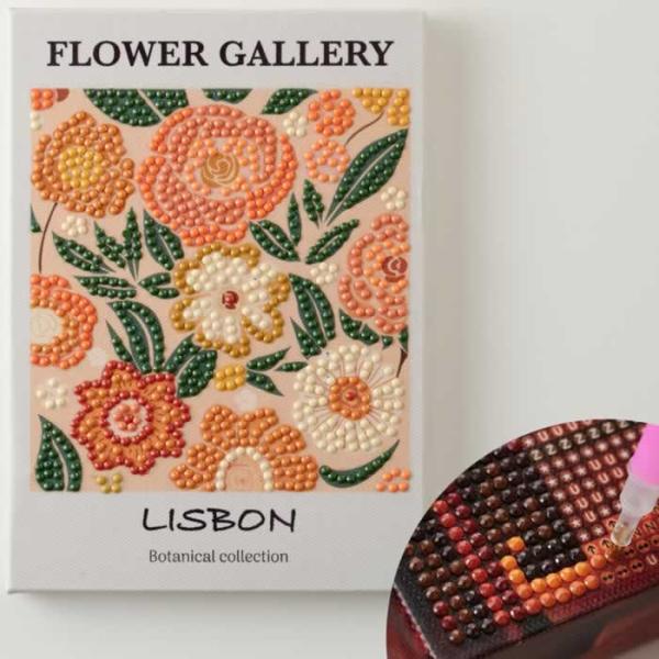 キット内容：ビーズ、スパンコール、色紙、下絵、壁掛けにもできる紙製スタンド、作り方説明書出来上がりサイズ：約タテ13.5×ヨコ12cm（豆色紙サイズ）素材：ガラス、ポリエステル、ユリヤ樹脂、塩化ビニール、紙用意するもの：はさみ・ものさし・セ...