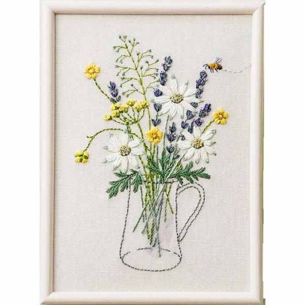 ■キット内容・コスモ刺しゅう糸（綿１００％）　・刺しゅう布　93.ペールグレー※図案プリント済み（綿１００％）　・片面接着芯・刺しゅう針・フレーム・チュール(ナイロン100%）■ご用意いただくものはさみ・鉛筆・あて布・アイロン・綿棒・テープ...