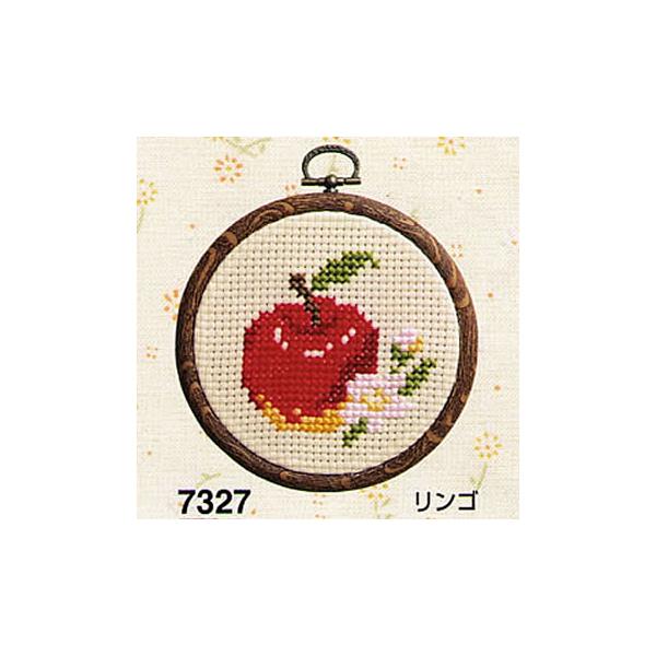 サイズ：額内形10.5ｃｍキット内容：布Ｎｏ3000(ジャバクロス中目ベージュ・綿100％）刺しゅう糸(オリムパス25番)・クロス針おしゃれフープ（Ｐ-112木目）・図案付き説明書初心者向き<br><br>[刺繍（キ...