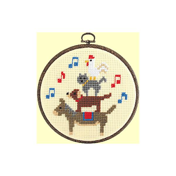 サイズ：額内径：15.5cmキット内容：25番ししゅう糸・No.3000布・ジャバクロス中目(ベージュ)・おしゃれフープ・クロス針・カラー図案付説明書・初心者向き打込目数：9カウント／1インチ・約35目／10cm備考：6本どりで簡単！1日で...