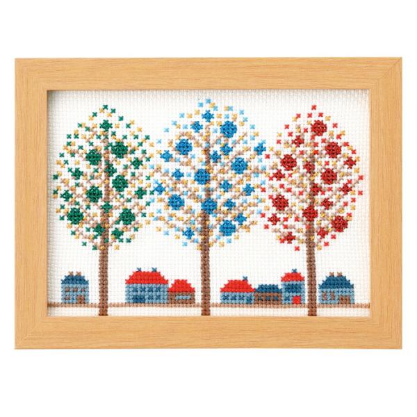 オリムパス　クロスステッチ刺しゅうキット12ヶ月の小さな花風景〜マリー・カトリーヌ　コレクション〜セット内容：２５番刺繍糸　クロス針　刺しゅう布（インディアンクロス）オフホワイト　カラー図案付き説明書　木製フレーム出来上がりサイズ：額外径：...