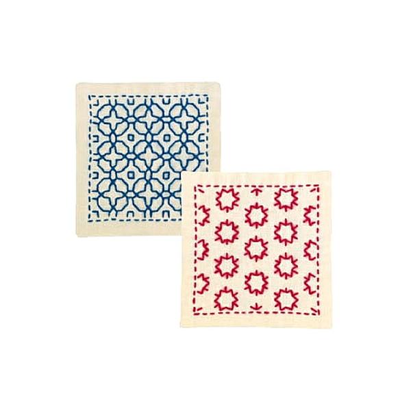 キット内容：晒木綿（綿100%）・刺し子(綿100%）・刺し子針・作り方説明書※図案プリント済み※仕立て済みではありません。出来上がりサイズ：縦約10ｃｍｘ横10ｃｍ2種類のコースターができます。『一目指し』とは・刺し子の技法のひとつで・一...