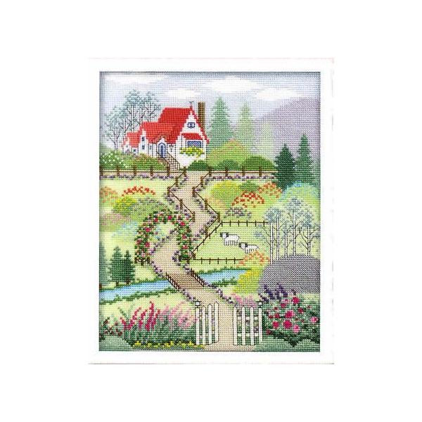 キット内容：25番ししゅう糸(綿100%)・シャイニーリフレクターラメししゅう糸・No5500布　ジャバクロス細目（オフホワイト・綿100%）・クロス針・カラー図案付説明書出来上がり寸法：額内径約29.5cmX23.4cm額外径約32ｃｍＸ...