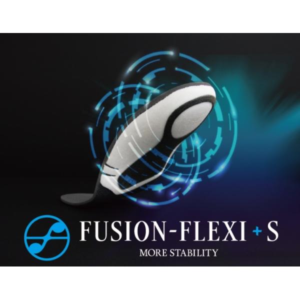 製品概要「FUSION-FLEXI」に厚さ 1.1 mmのスタビライザーを取り付けた補強タイプです。足と一体化するような柔軟性を損なうことなく、足裏のアーチ（内側縦・外側縦・横）を支え、足の過度な傾きを防ぎます。足のバランスを崩しやすい（捻...