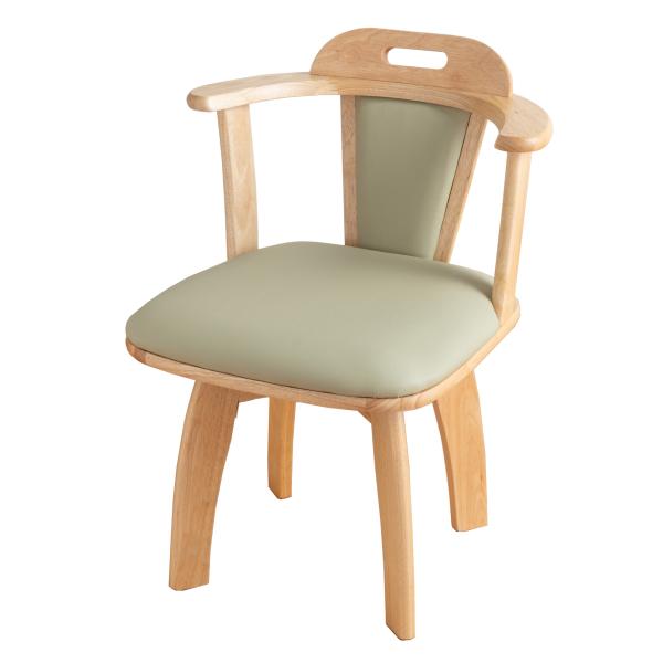 サイズ(約)=幅53x奥行54x高さ71cm 　座面の高さ約42cm 　座面サイズ幅46x奥行42cm お客様組立式(ボルト４か所のみ)  床から肘掛けまでの高さ約64.5cm  重量約7Kg材質=天然木ラバーウッド　ウレタン塗装　座面・背...