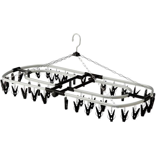 コグレ Kogure アルミ角ハンガー44 ブラック 洗濯物 洗濯 ハンガー 洗濯物干し リブ付き アルミフレーム 金属製リング 隠し干し 山折り式 44ピンチ 軽量 ランドリー  663225　アウトドア　丈夫なリブ付きアルミフレーム。二...