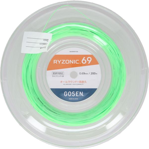 ゴーセン GOSEN RYZONIC69 ロール グリーン  BSRY692GR　バドミントン 　性能維持力に優れたライゾニックシリーズ。高次元の性能維持力。ゴーセン独自開発 TRC(TWISTED REPULSIVE CORE) 採用。コ...