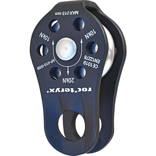 ロックテリクス roc'teryx スチールミニプリー  RTAP010SSB BLK　アウトドア　ボールベアリング使用の小型滑車、滑車にはステンレス鋼#303が採用されて耐久性がある。外側ケースはアルミ#6061製