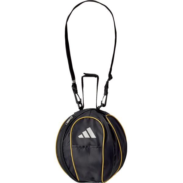 アディダス adidas ボールバッグ1個入れ ブラック メットゴールド サッカー フットサル サッカーボール 部活 球技 ボールケース かばん 収納 ボール収納 ボール入れ  AKM22BKG　サッカー　フットボール1個用。