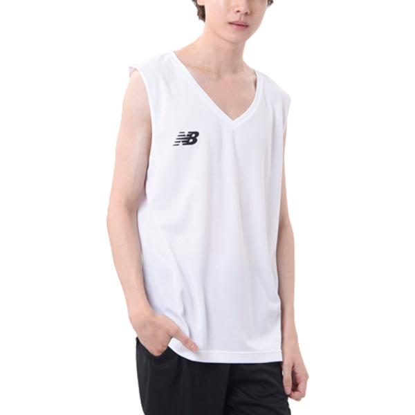 ニューバランス New Balance インナーシャツ Vネックノースリーブ  JMTF1022 WT　サッカー　クラブチームにサプライしているものと同タイプのメッシュインナーVネックシャツ。