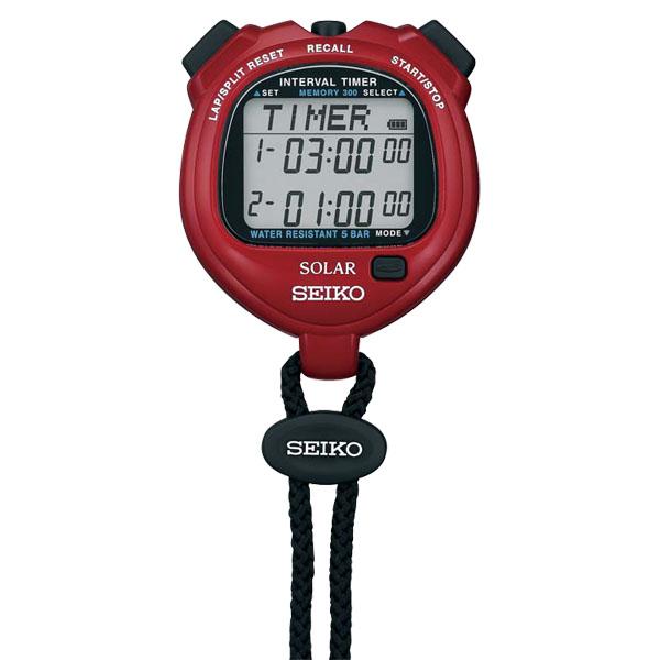 セイコー SEIKO インターバルタイマー INTERVAL TIMER パワーレッド S062 体育 競技一般用 ストップウオッチ ソーラー充電 ラップタイム スプリット 二段表示  SVAJ103　電地交換の必要がないソーラー充電ストッ...