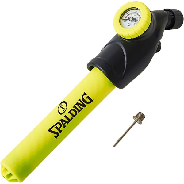 スポルディング SPALDING 空気圧計付きデュアルアクションポンプ イエロー 5.5インチ 14cm 空気入れ ボール 押し引き ポンプ 運動会 体育館 グラウンド 学校体育用品 球技  18002YL　バスケット　空気圧計がついており...