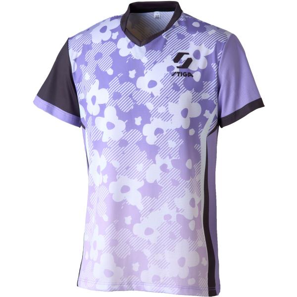 スティガ STIGA STIGA シャツ KR-VIII パープル M 1840510405　卓球　軽い着心地で動きやすいフラワー柄のユニフォームです。