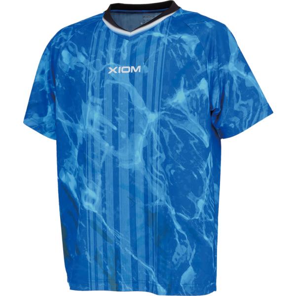 エクシオン XIOM マレナ シャツ MARENA SHIRT ゲームシャツ 半袖 トップス ストレッチ 吸汗速乾 試合 部活 練習 トレーニング メンズ レディース  GAS00002 010　卓球　海の水面が揺らぐ様を思わせる幻想的なデ...