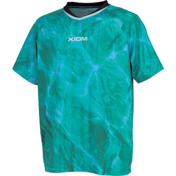 エクシオン XIOM マレナ シャツ MARENA SHIRT ゲームシャツ 半袖 トップス ストレッチ 吸汗速乾 試合 部活 練習 トレーニング メンズ レディース  GAS00002 033　卓球　海の水面が揺らぐ様を思わせる幻想的なデ...